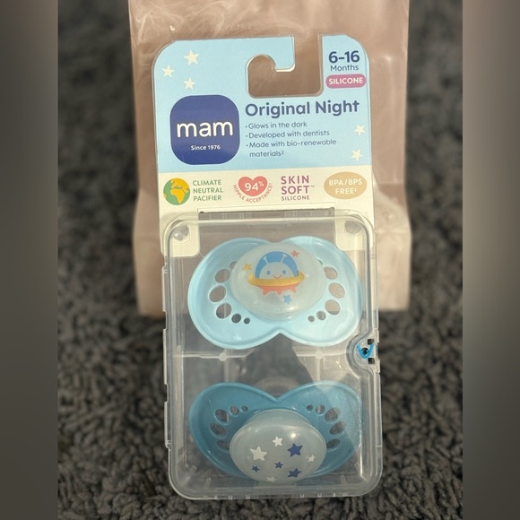 Accessories | Nwt 616 Months Silicone Mam Original Night Pacifiers ...